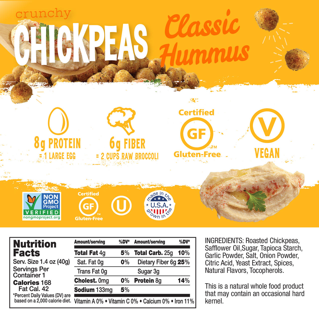 The Good Bean Crunchy Chickpeas - Classic Hummus - Roasted Chickpea ...